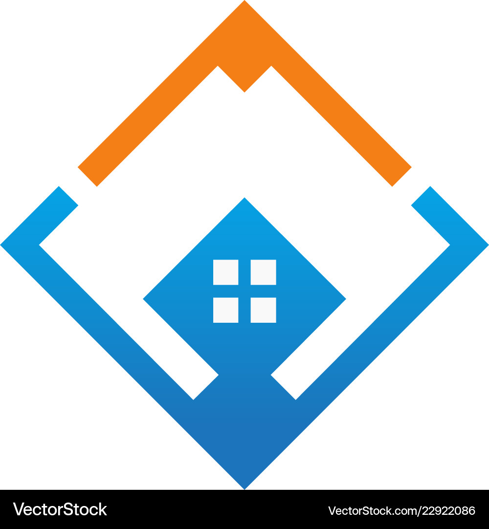 Square house realty company logo Royalty Free Vector Image