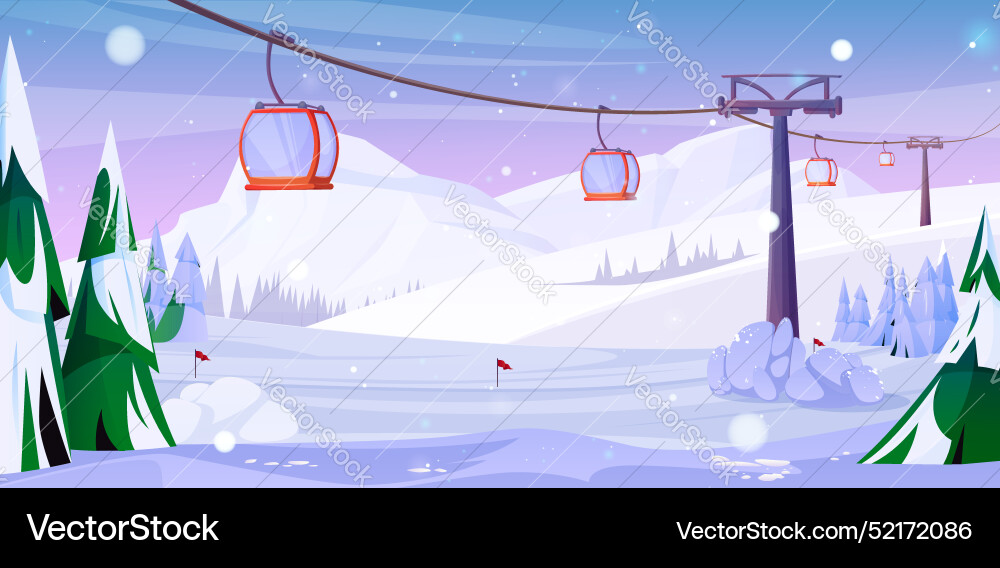 Winter ski mountain resort with lift Royalty Free Vector