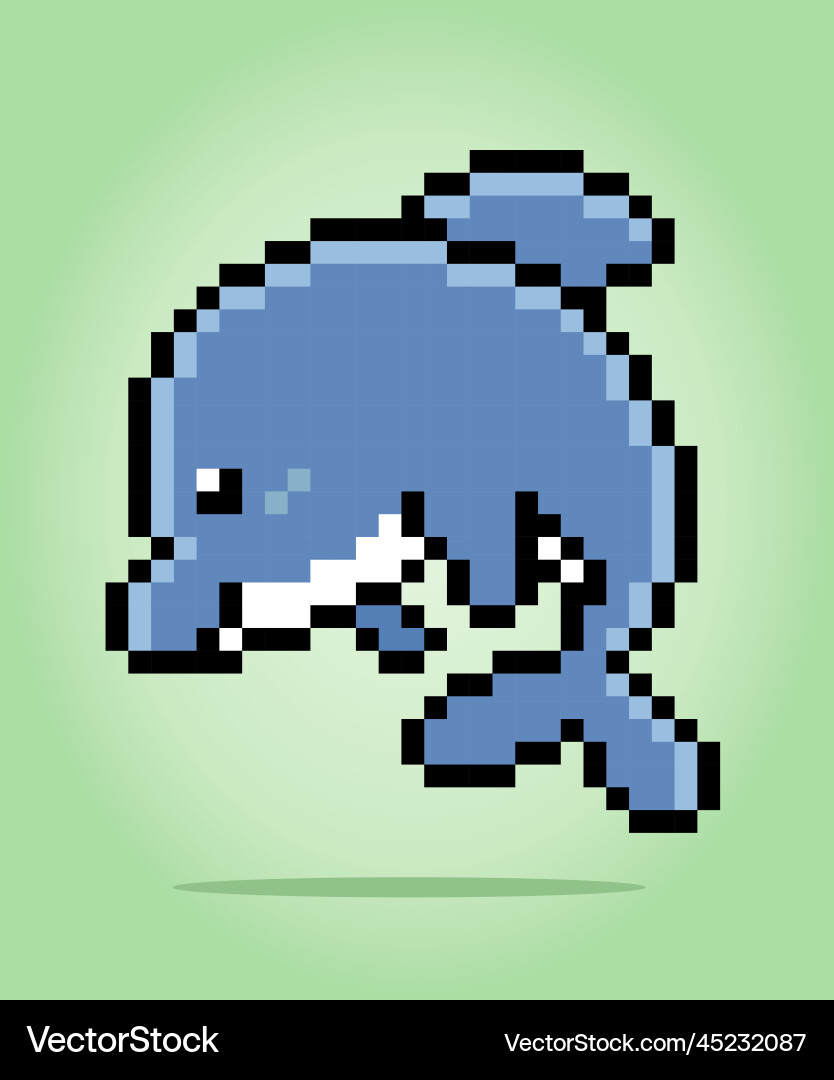 8-Bit Pixel Dolphins - Retro Game Art Royalty Free Vector