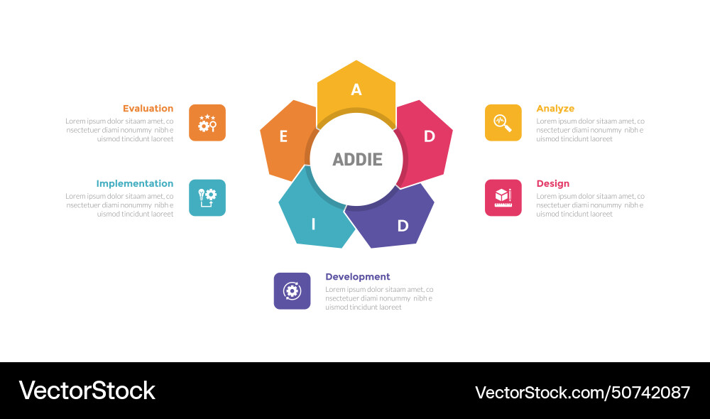 Addie learning development model infographics Vector Image