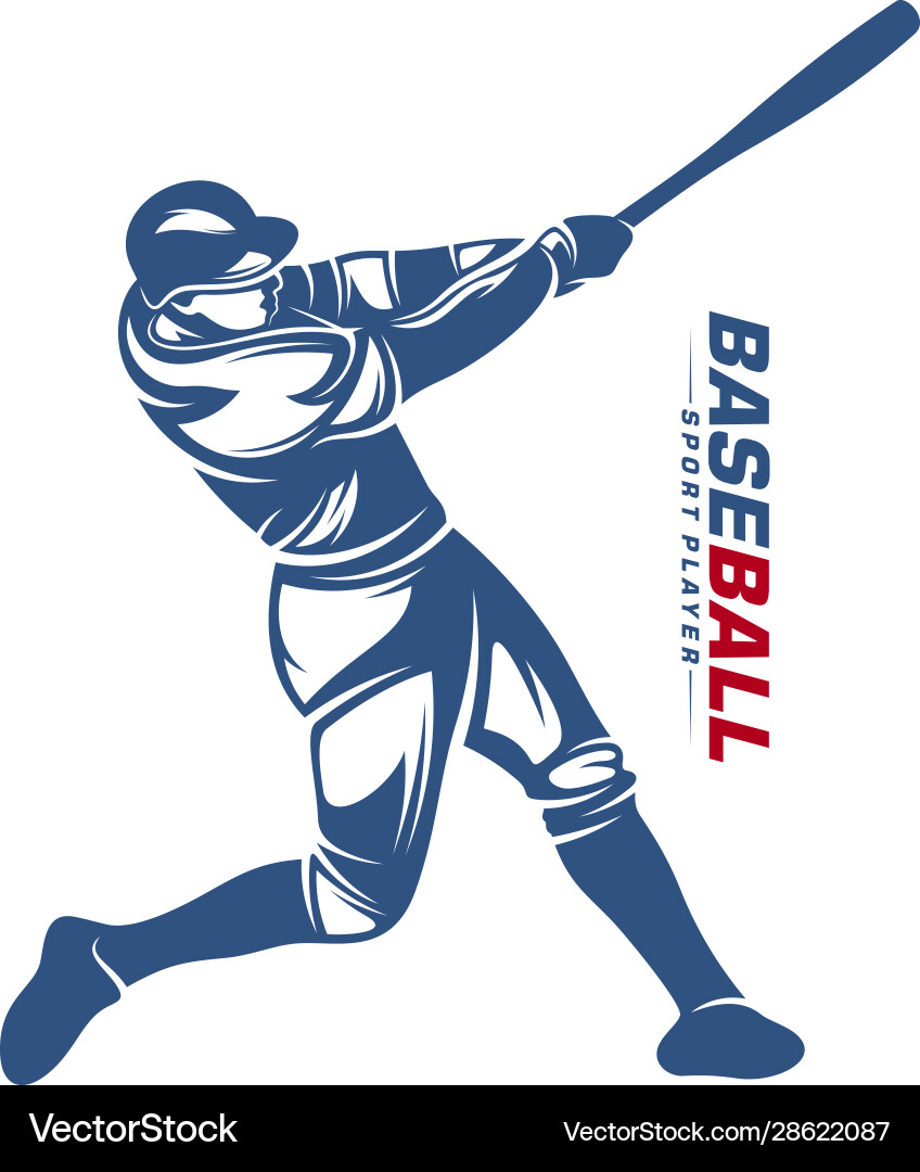 Baseball player silhouette logo Royalty Free Vector Image