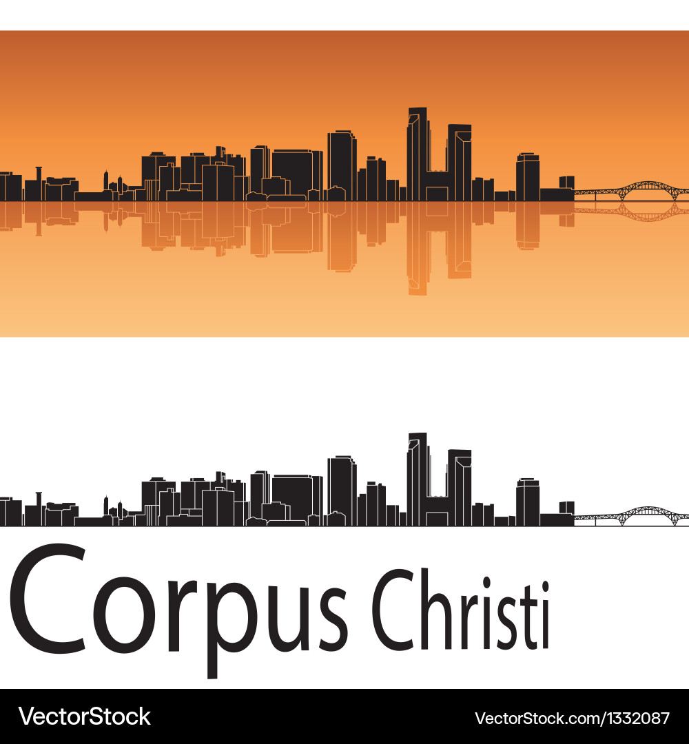 Corpus Christi Sunset Skyline Royalty Free Vector Image