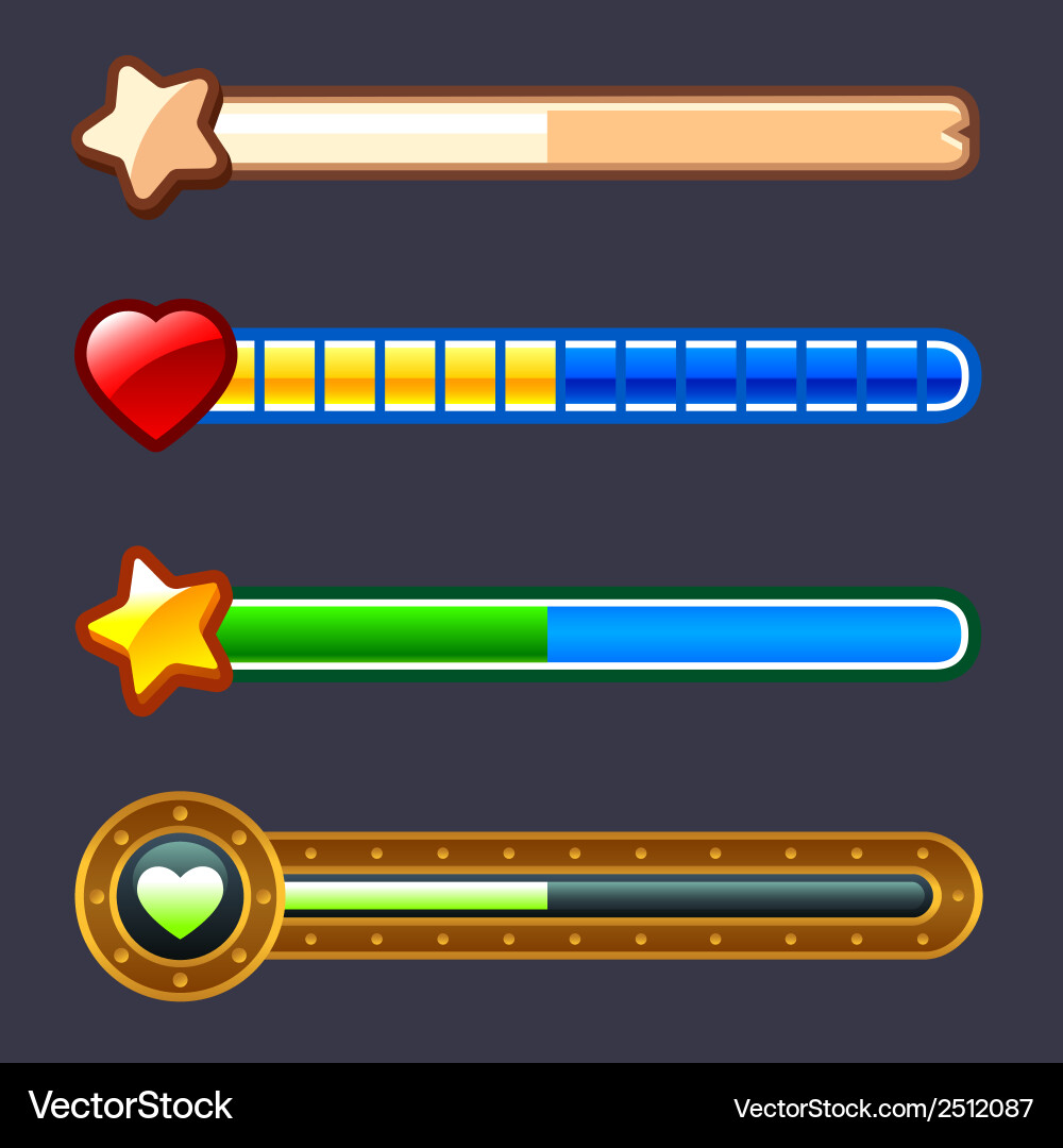 Energy progress game bar set Royalty Free Vector Image