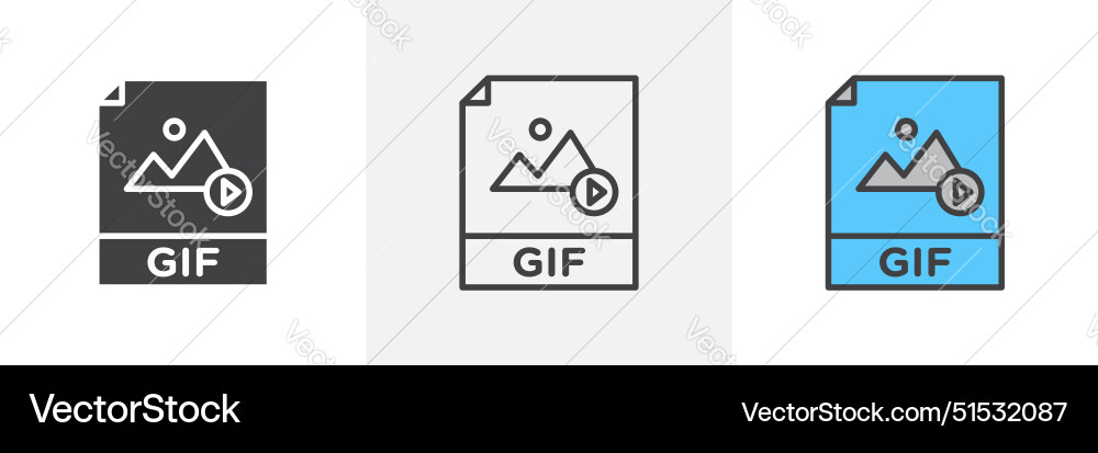 Gif icon set animated format symbol Royalty Free Vector