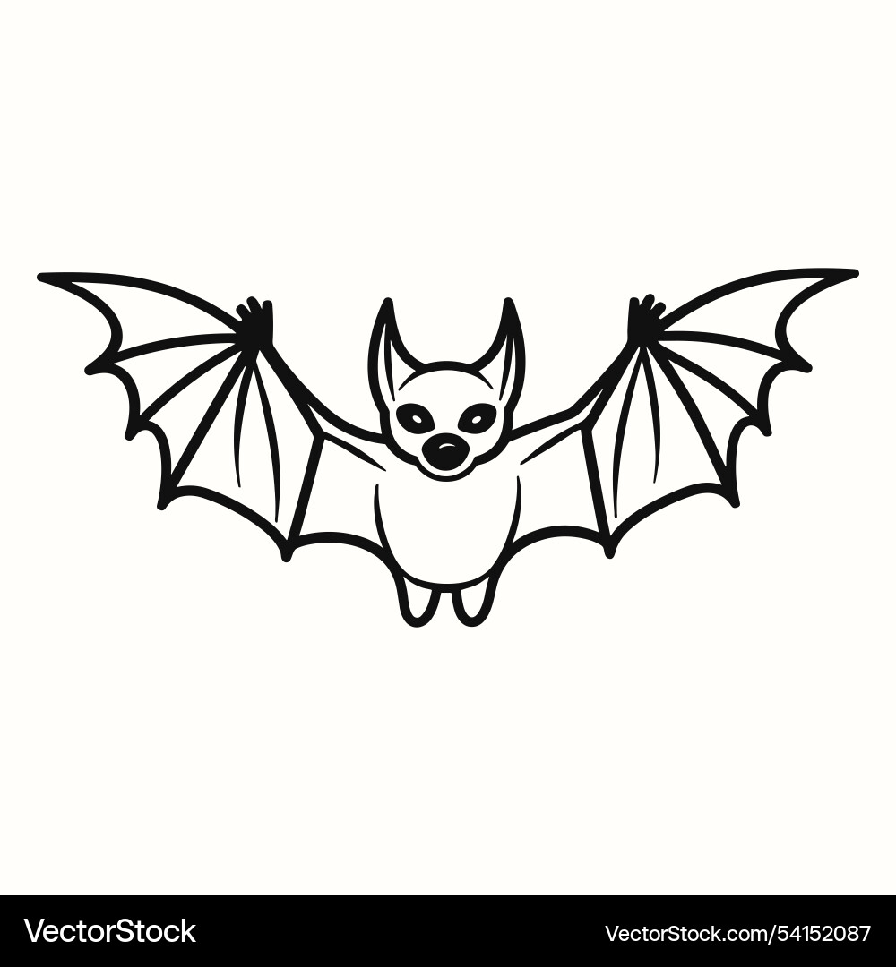 Lineare Fledermaus-Symbol einfach Lizenzfreies Vektorbild