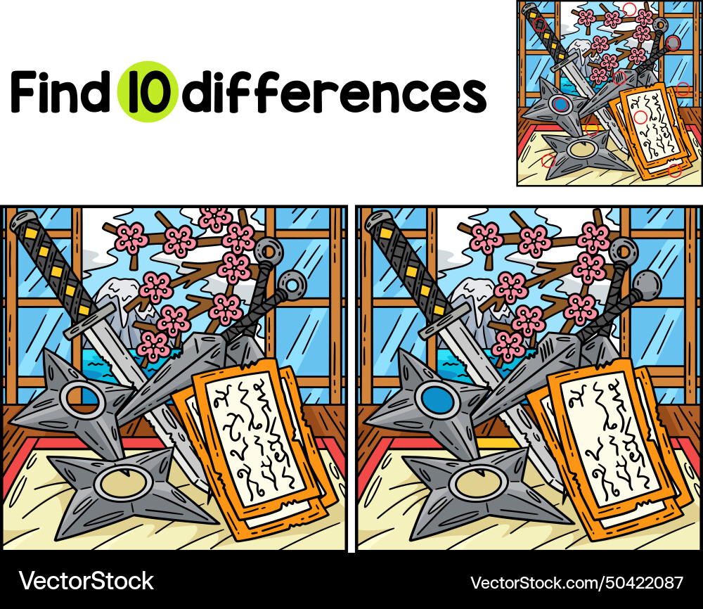 Ninja tools find the differences Royalty Free Vector Image