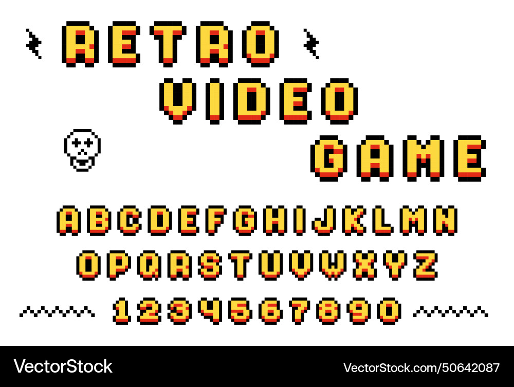 Retro 8-Bit Pixel Font Royalty Free Vector Image