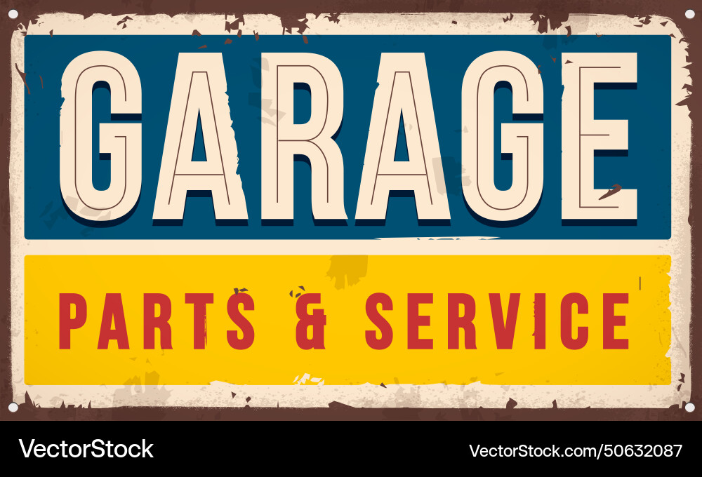 Retro Garage Parts & Service Sign Royalty Free Vector