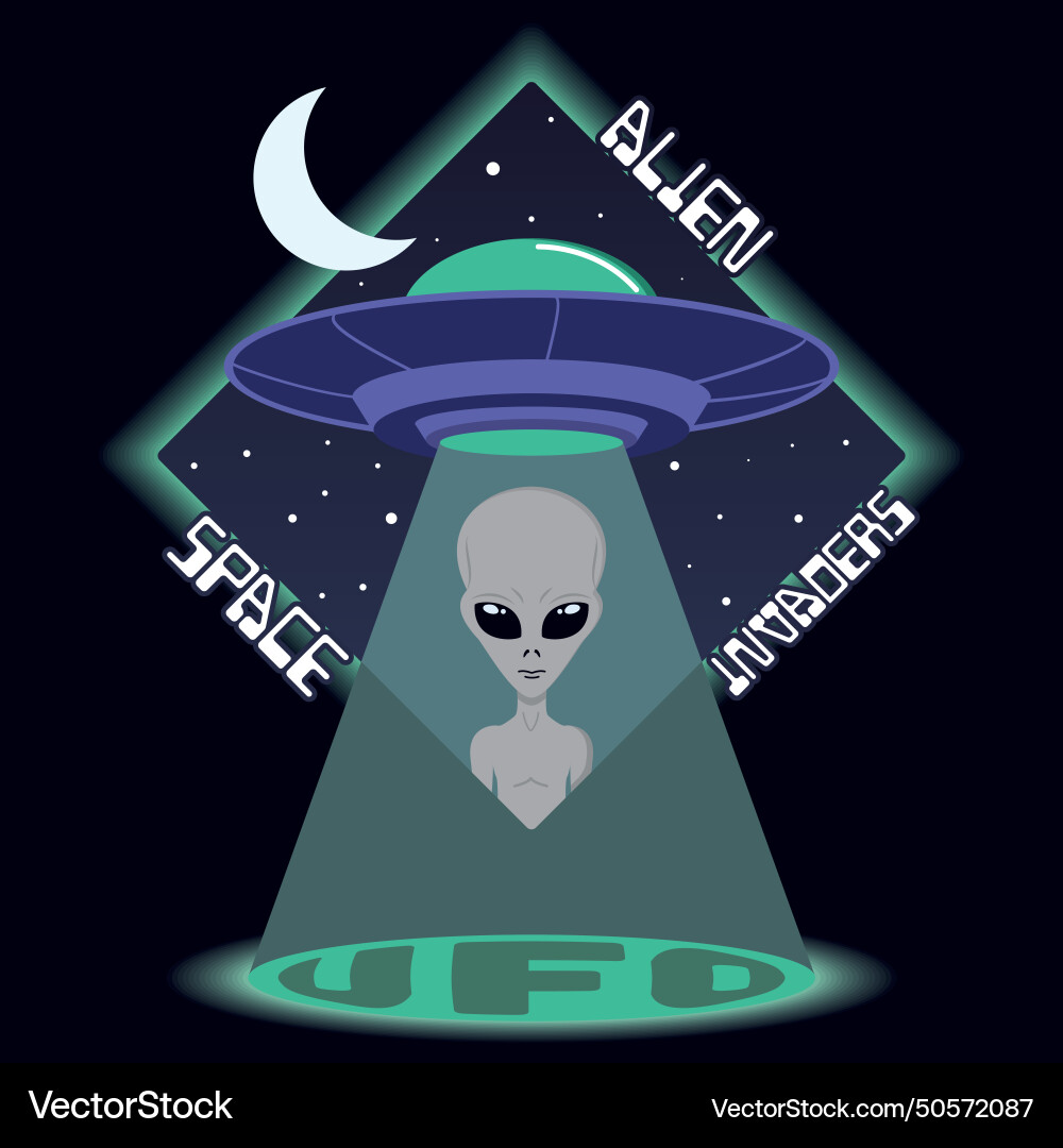 Sci fi ufo alien sticker Royalty Free Vector Image