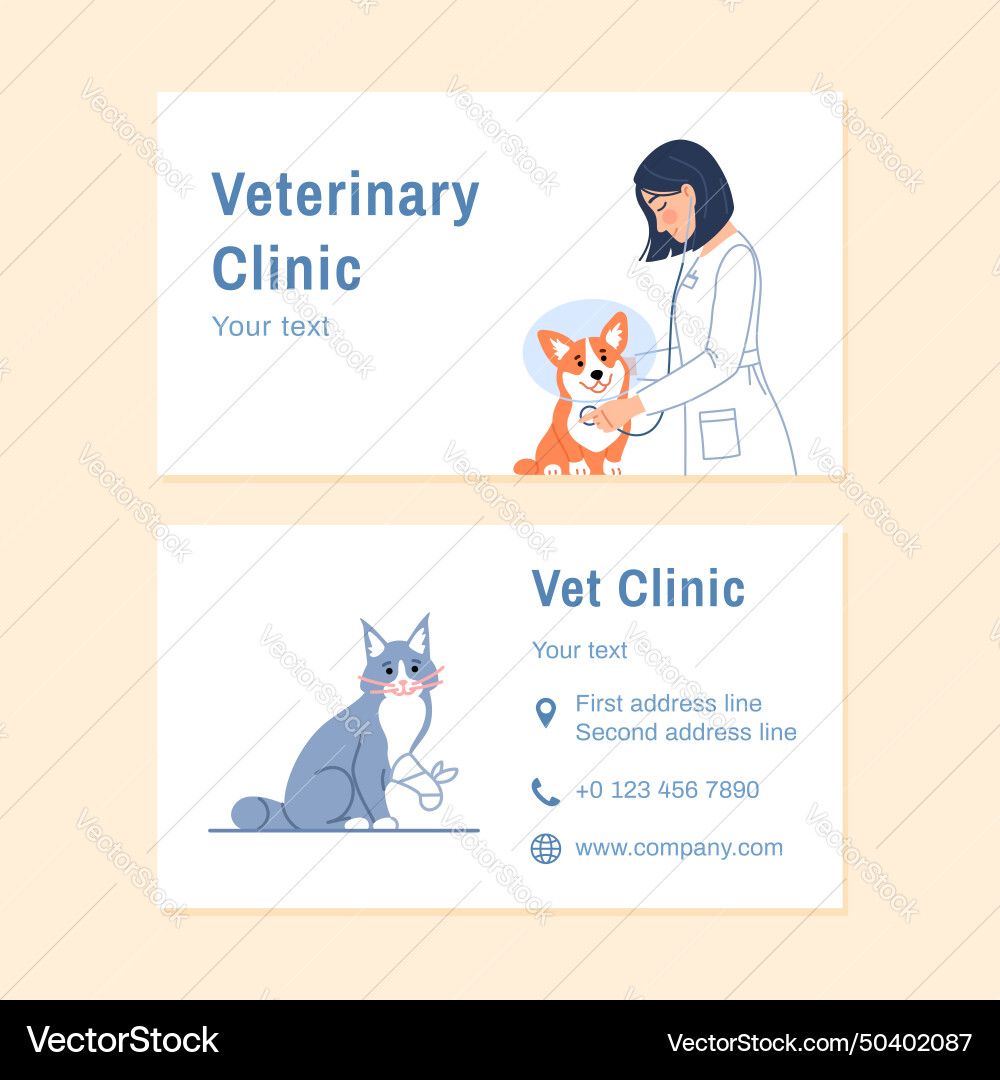 Veterinary business card template with copy space Vector Image