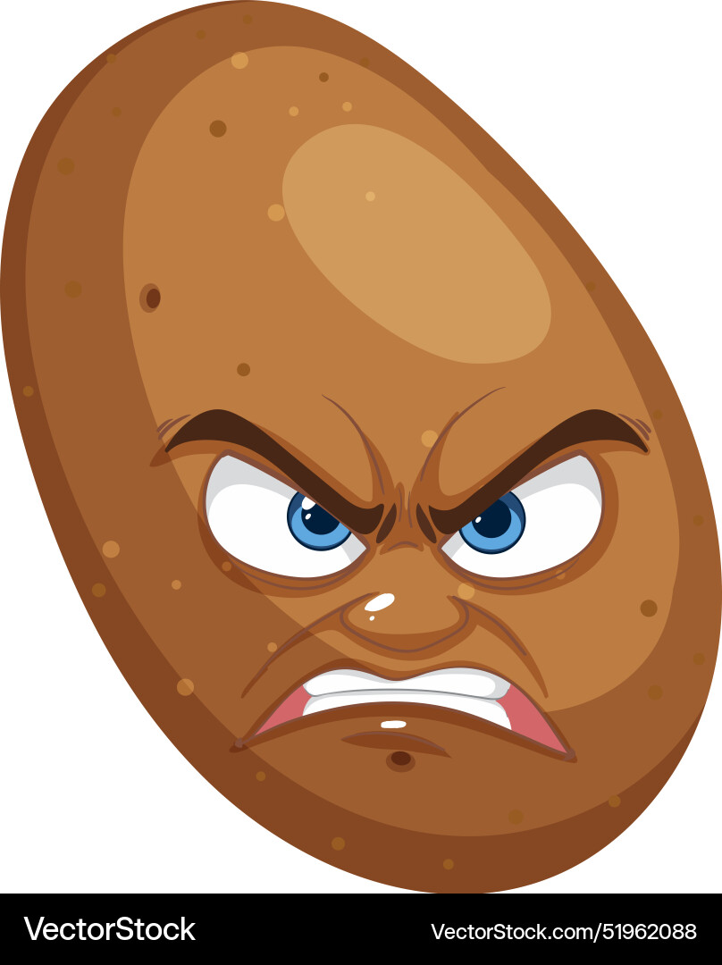 A furious potato with an angry expression Vector Image