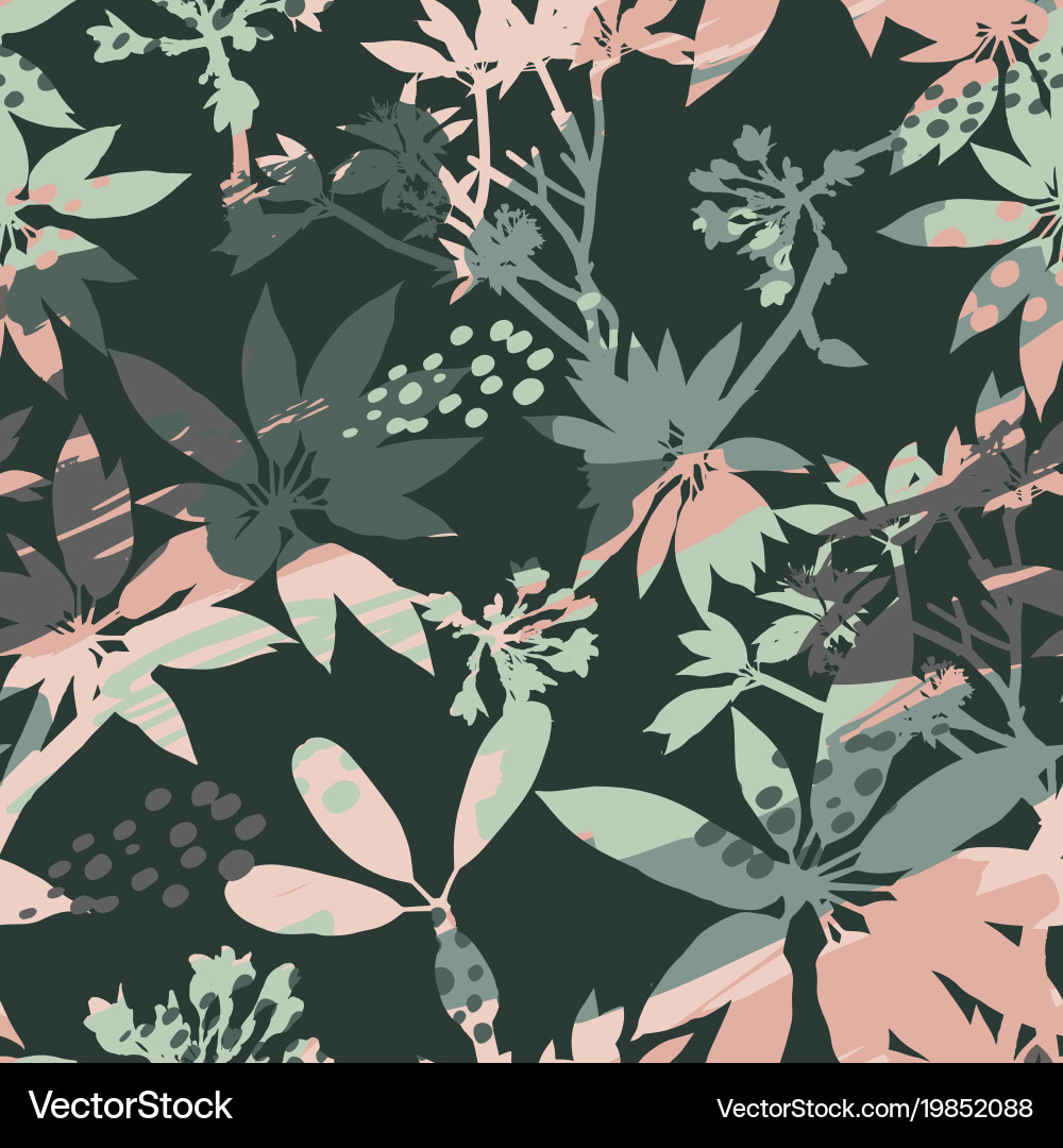 Abstract floral seamless pattern silhouettes Vector Image