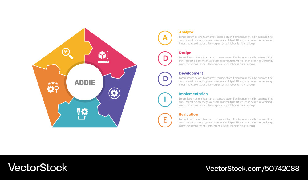 Addie learning development model infographics Vector Image
