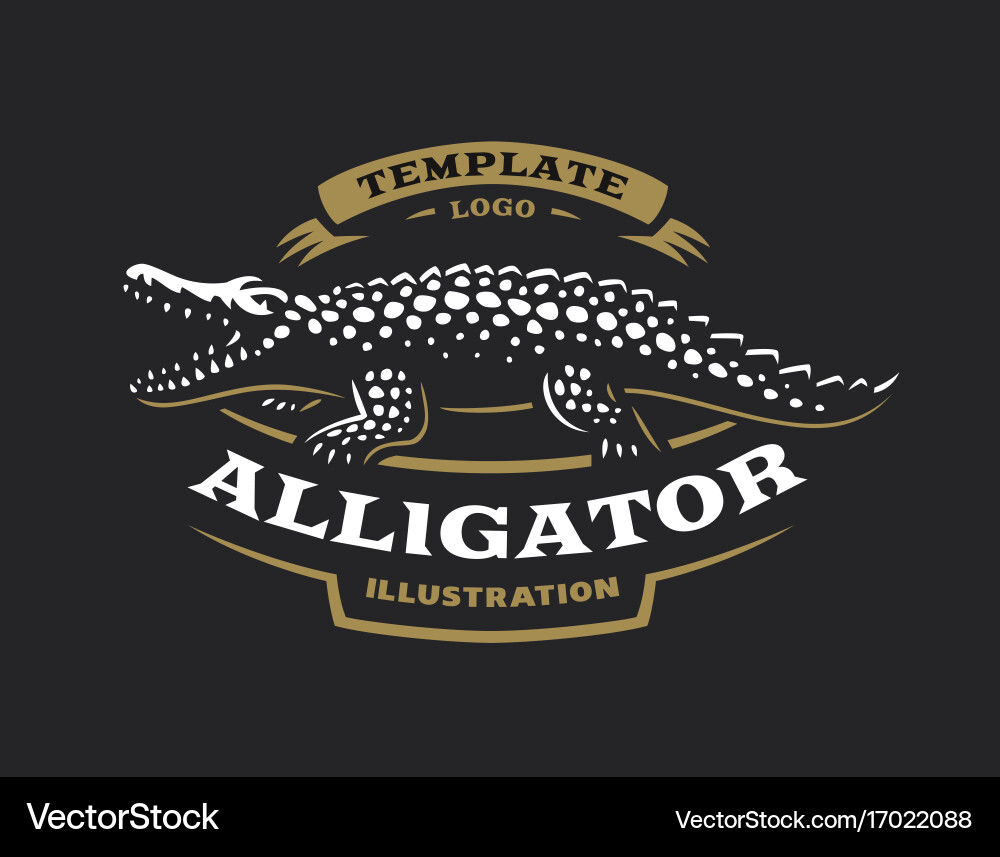 Alligator Logo - Black Emblem Royalty Free Vector Image