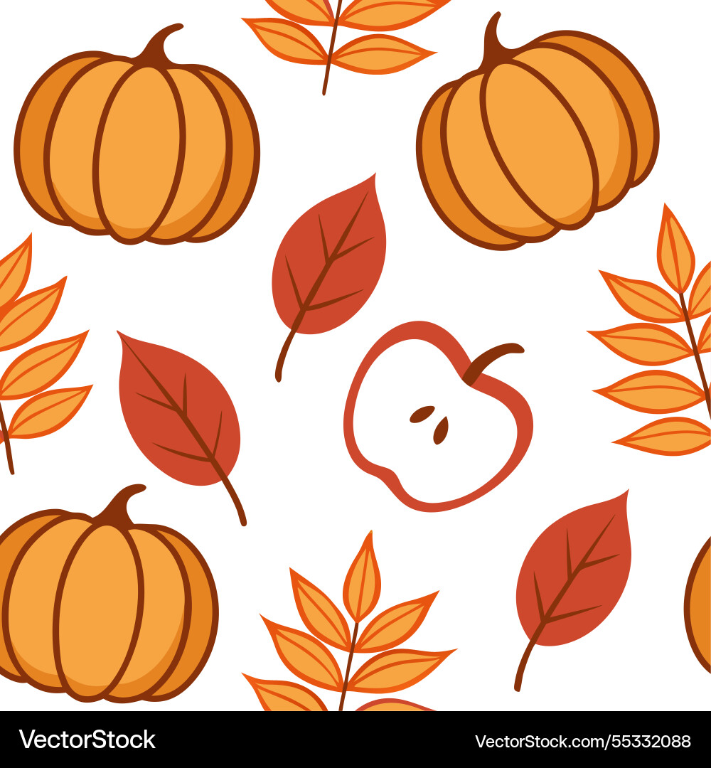 Autumn harvest seamless pattern with crisp apples Vector Image