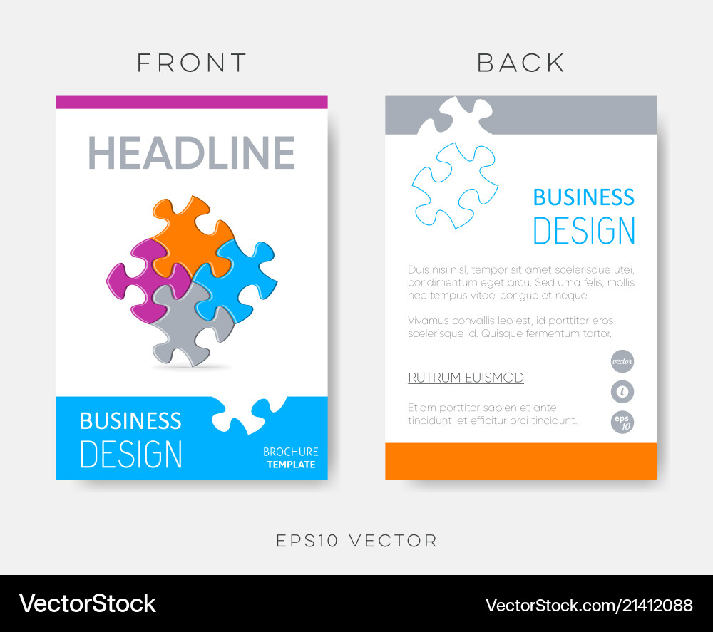 Brochure template puzzle pieces Royalty Free Vector Image
