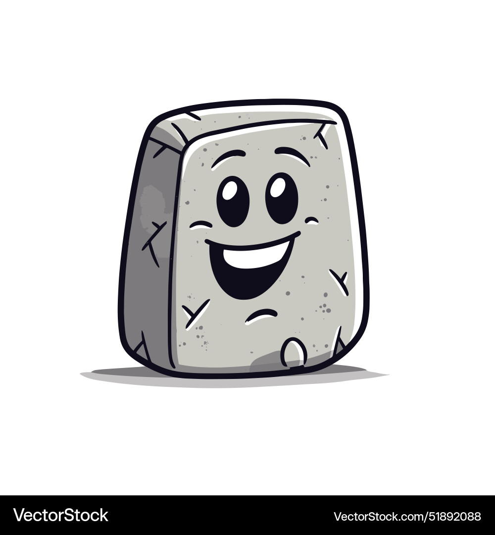 Cartoon smiling rock character isolated on white Vector Image