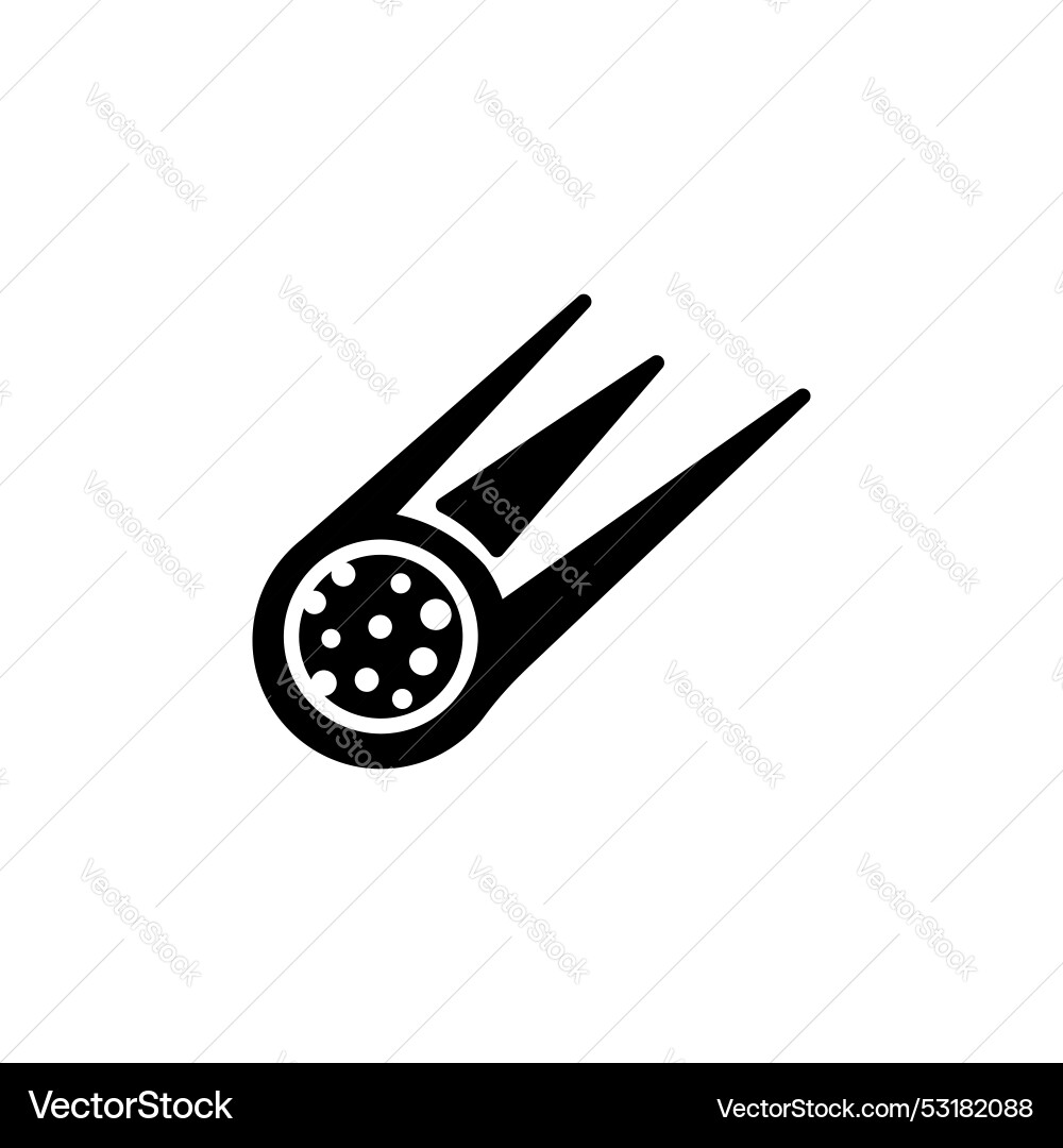 Comet icon set space meteor fire ball with long Vector Image