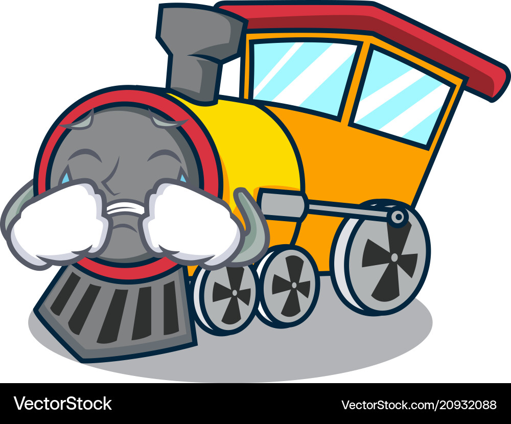 Crying train mascot cartoon style Royalty Free Vector Image