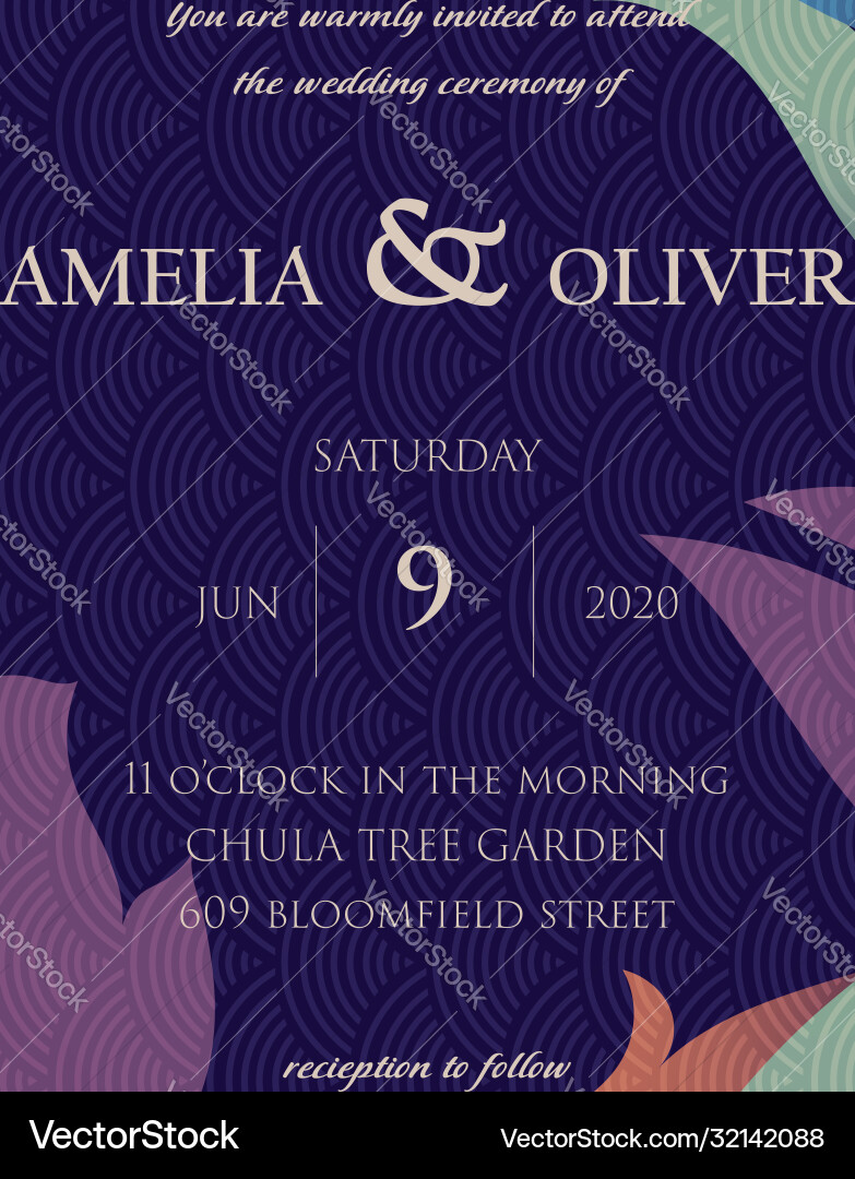 Floral background with wedding card template Vector Image