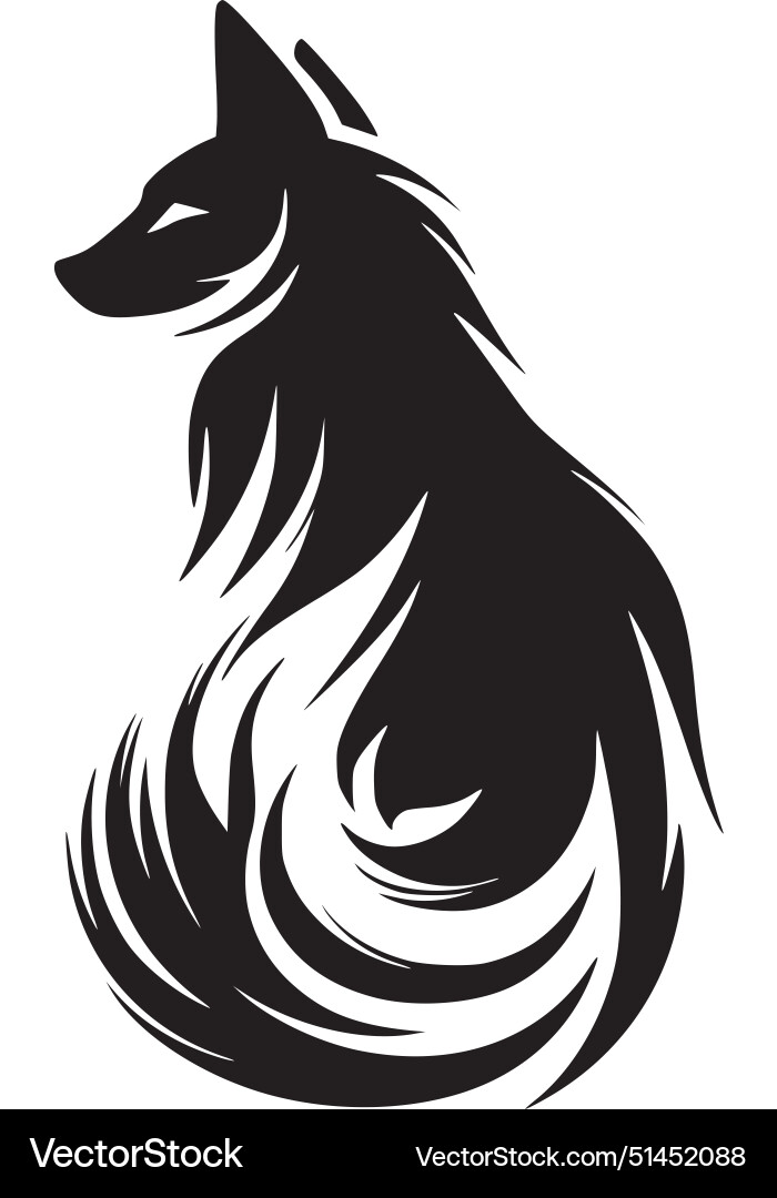Fox - black and white Royalty Free Vector Image