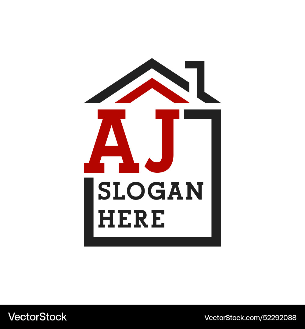 Initial aj house logo for roofing letter aj real Vector Image