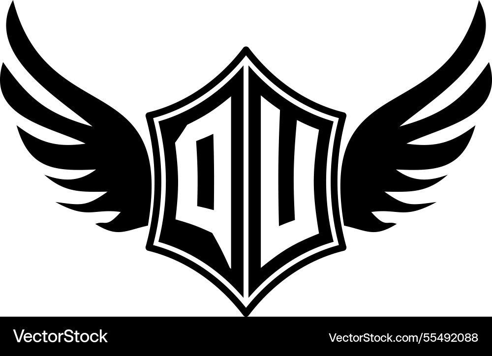 Qu logo emblem with winged and shield template Vector Image
