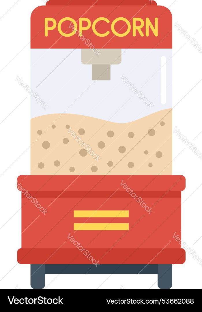 Red popcorn machine serving a fresh batch Vector Image