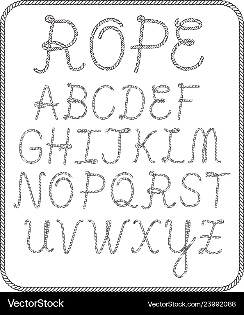 Rope alphabet letter collection Royalty Free Vector Image
