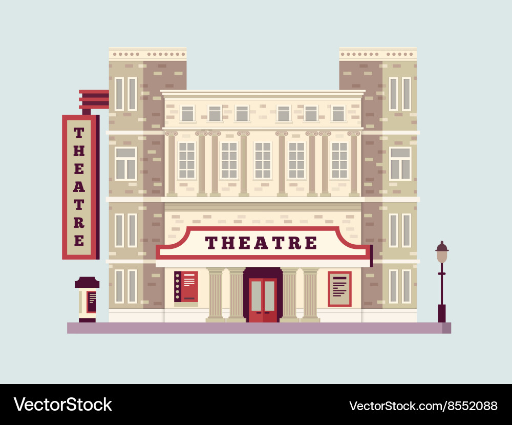 Theater building design flat Royalty Free Vector Image
