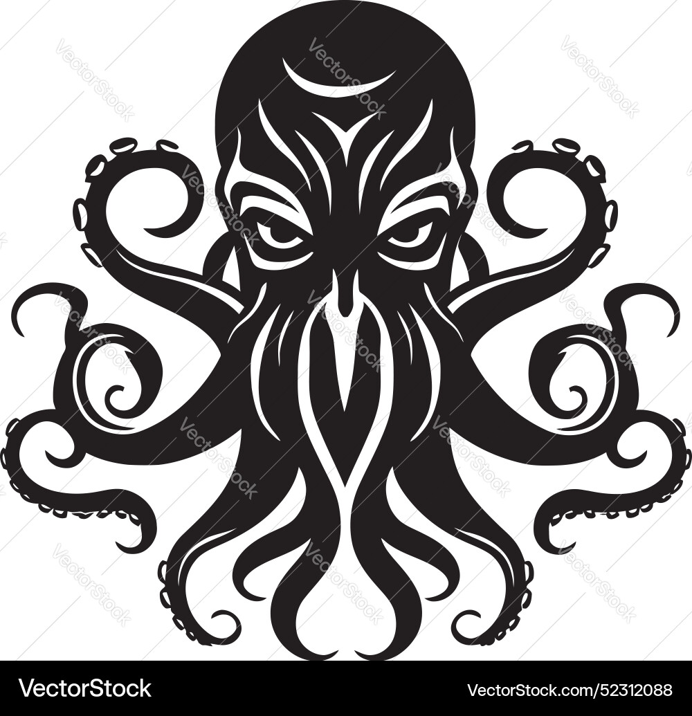 Tidal tribute iconic octopus emblem kraken Vector Image