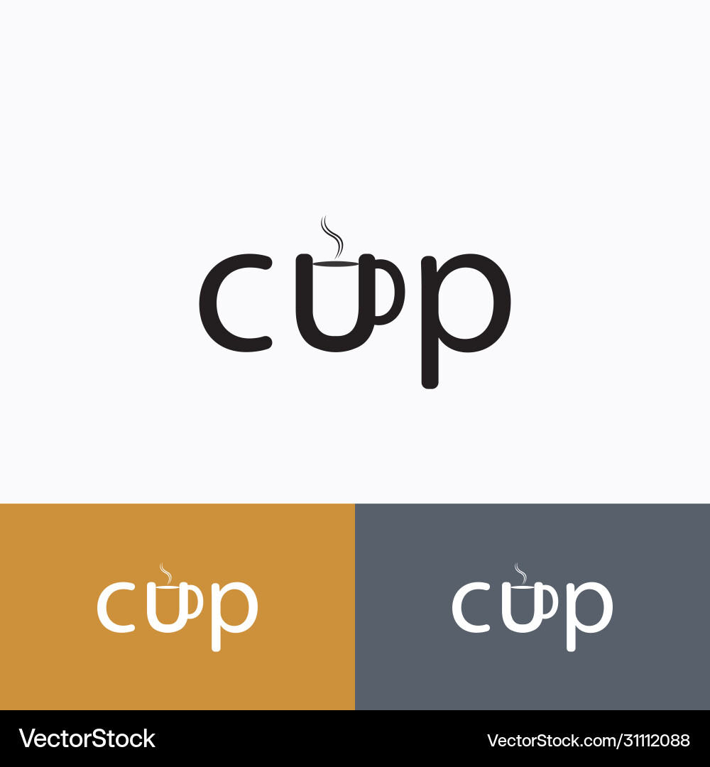 Typography logo template cup Royalty Free Vector Image