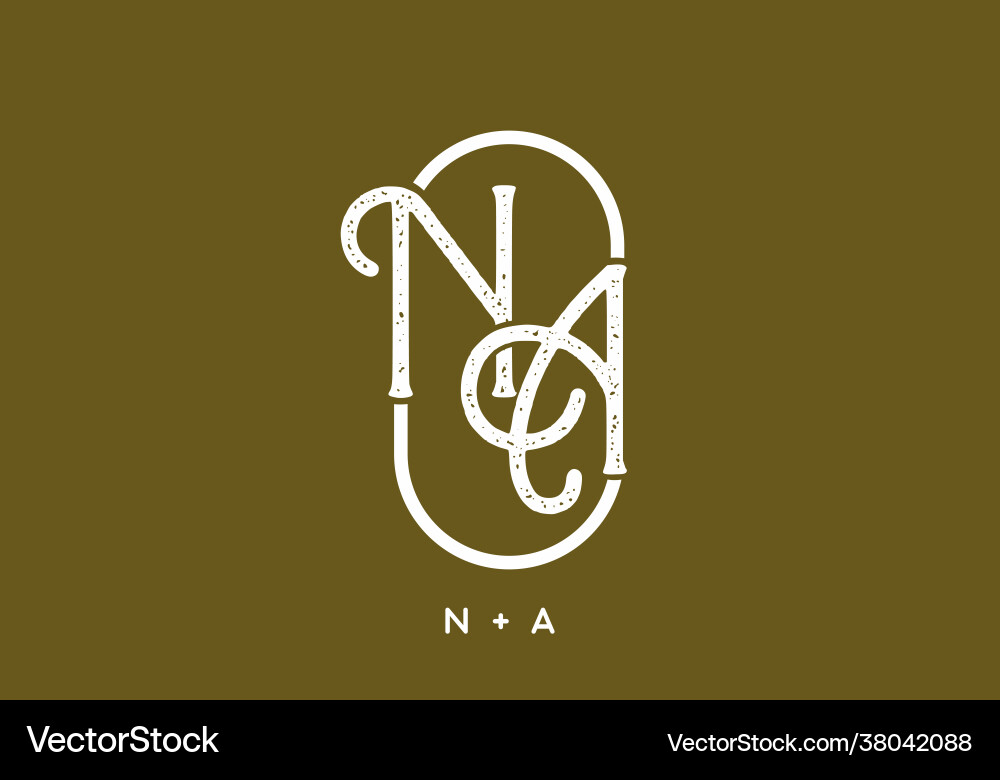 White brown na initial vintage Royalty Free Vector Image