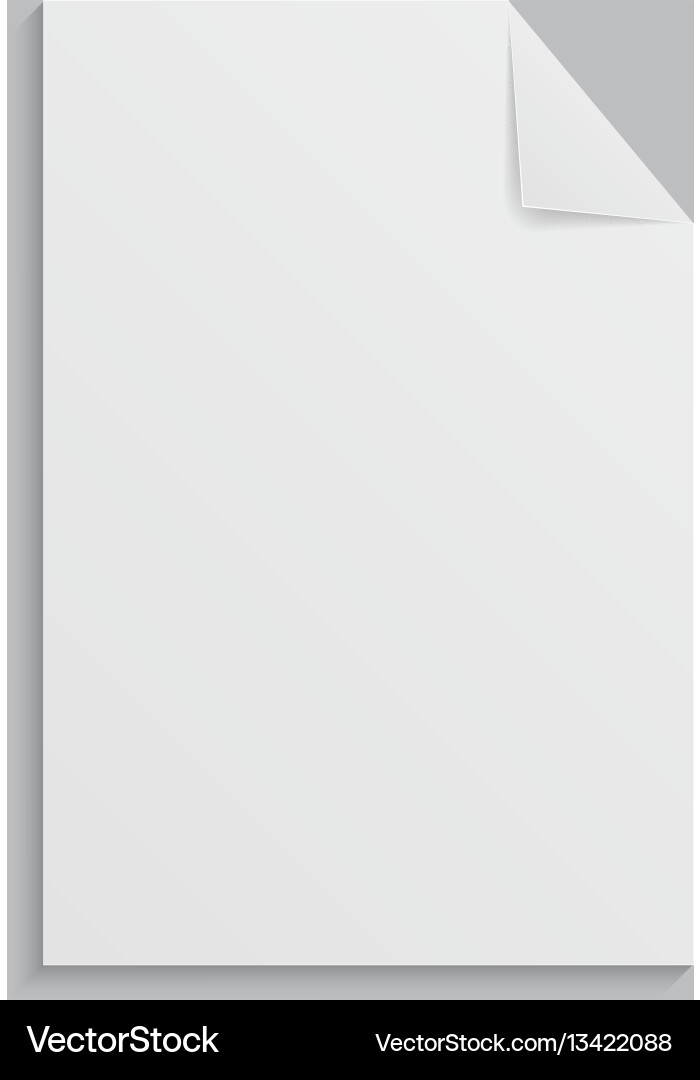 White sheet of paper folded on edge Royalty Free Vector