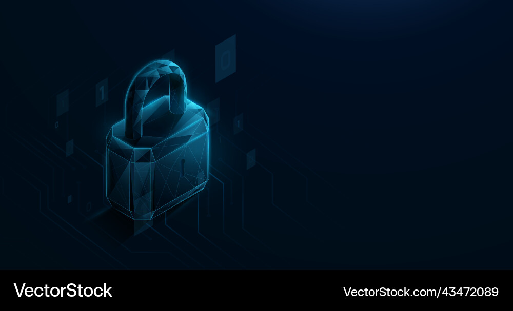3d lock pad cyber security technology and network Vector Image