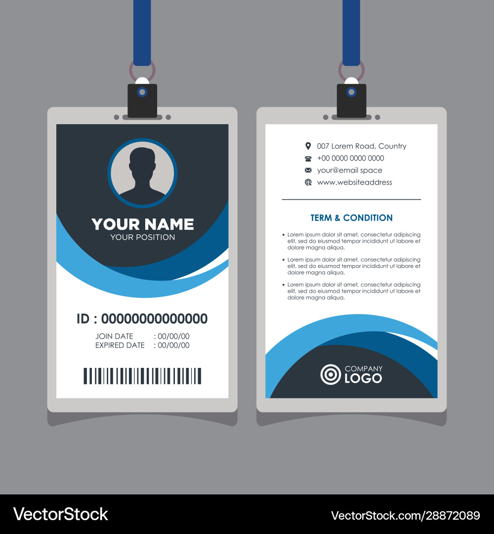 Abstract blue wave id card template design Vector Image