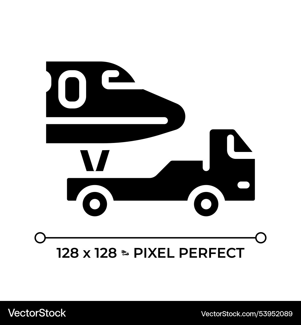 Aircraft towing black glyph icon Royalty Free Vector Image