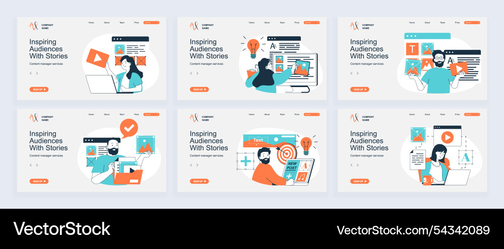 Content manager concept of landing page with slide