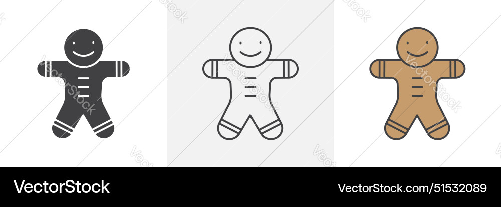 Gingerbread man icon set christmas man shape Vector Image