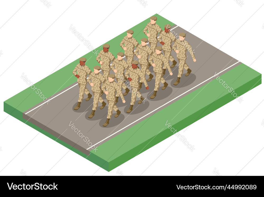 Isometric soldiers are marching special force Vector Image