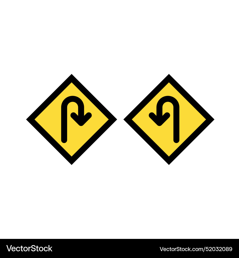 Left right u-turn warning icon linear logo mark Vector Image