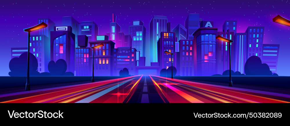 Night city highway with traffic speed effect Vector Image