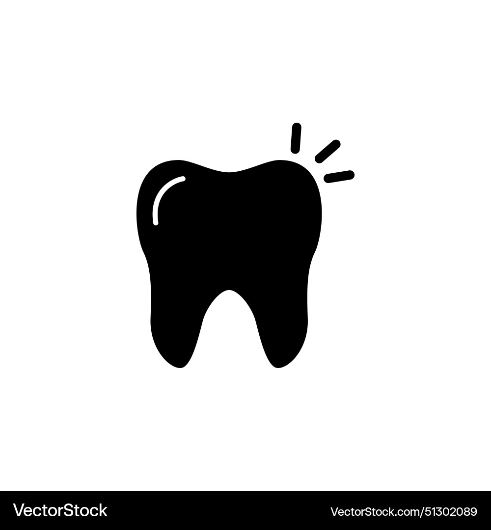 Shining tooth health dent flat icon Royalty Free Vector