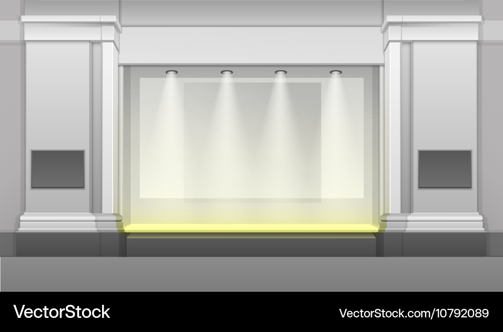 Shop building with showcase backlight isolated Vector Image