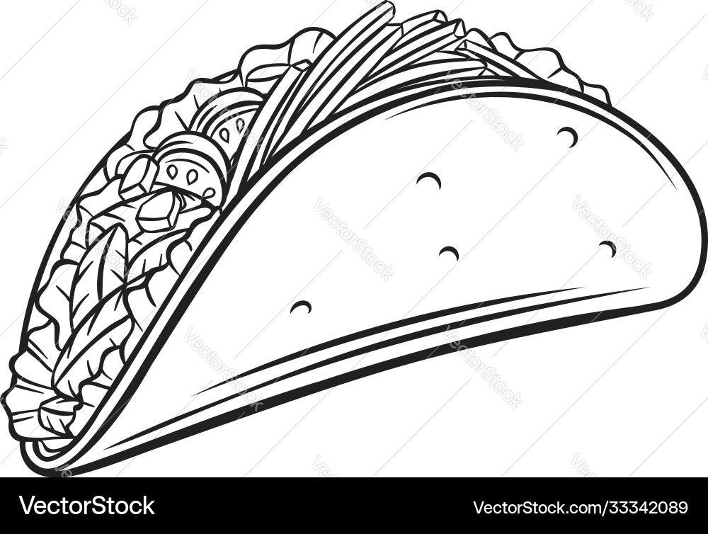 Tacos outline Royalty Free Vector Image - VectorStock