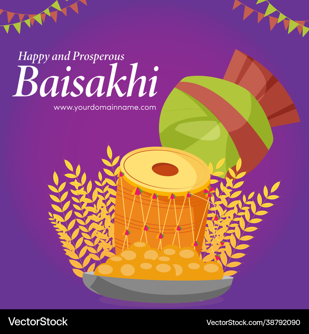 Banner design happy baisakhi Royalty Free Vector Image