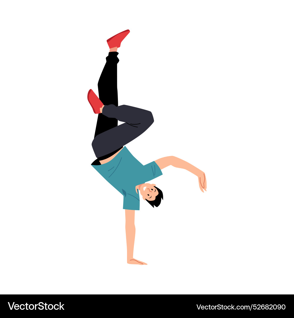 Break dancer handstands dynamic pose boy Vector Image