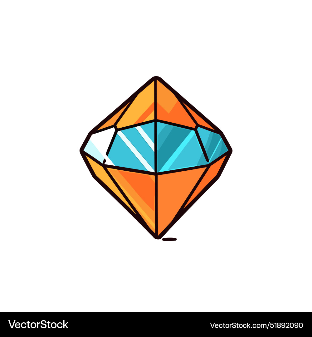 Cartoon diamond isolated on white background Vector Image