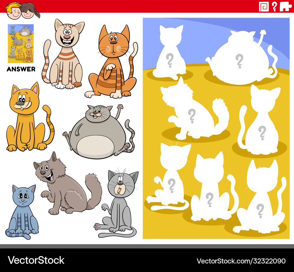 Cat Shape Matching Game for Kids Royalty Free Vector Image