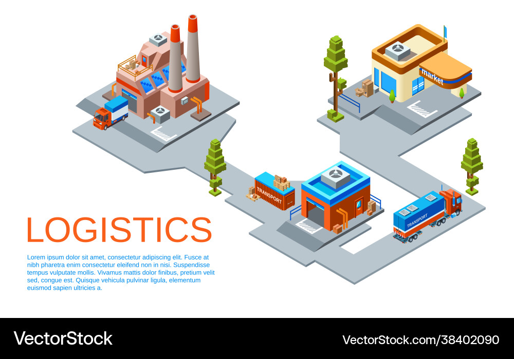 Isometric logistics transportation concept Vector Image